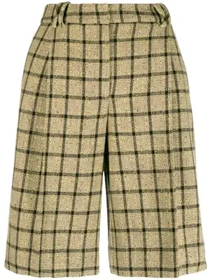 GANNI Checked High-waisted Suit Shorts