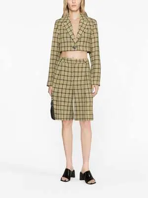 GANNI Checked High-waisted Suit Shorts