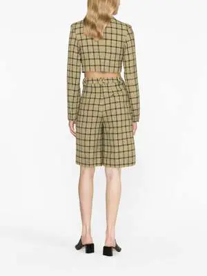 GANNI Checked High-waisted Suit Shorts