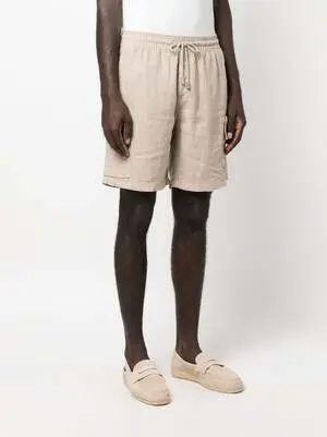 Vilebrequin Logo-patch Linen Shorts - Neutrals