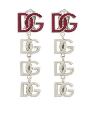 Dolce & Gabbana Logo Drop Earrings - Silver
