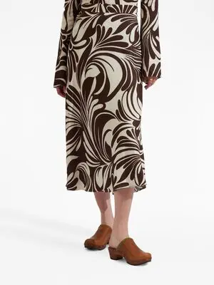 La DoubleJ Abstract-print Midi Skirt