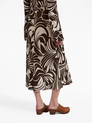 La DoubleJ Abstract-print Midi Skirt