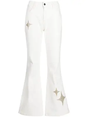 MADISON MAISON Star-print Flared Jeans - White