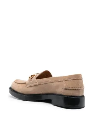 TOD'S Logo-plaque Leather Loafers - Neutrals