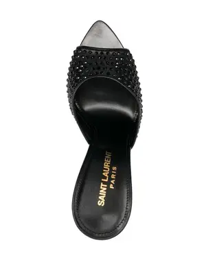 Saint Laurent Embellished Leather Mules