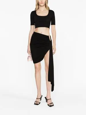 Christopher Esber Arced Palm Draped Miniskirt - Black