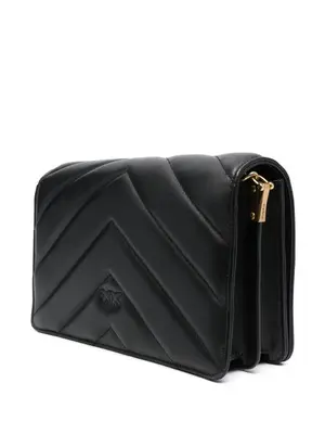 Pinko Love Quilted Leather Shoulder Bag - Black