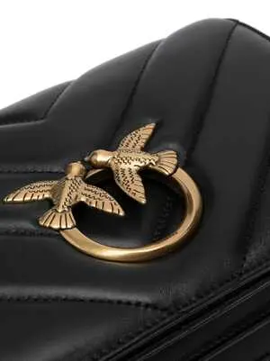 Pinko Love Quilted Leather Shoulder Bag - Black
