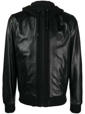 Philipp Plein Leather Hooded Jacket
