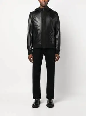 Philipp Plein Leather Hooded Jacket