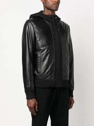 Philipp Plein Leather Hooded Jacket