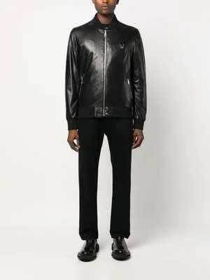 Philipp Plein Skull Leather Bomber Jacket