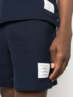 Thom Browne Waffle-effect Drawstring Shorts - Blue