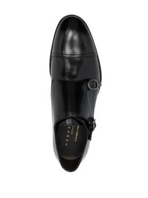 HENDERSON BARACCO Side-buckle Leather Monk Shoes - Black