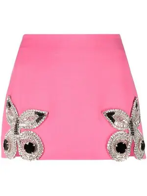 AREA Crystal-embellished Butterfly Mini Skirt - Pink