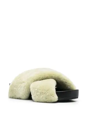 JIL SANDER Shearling Crossover Sandals - Green
