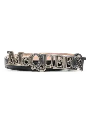 Alexander McQueen Logo-plaque Leather Belt - Black