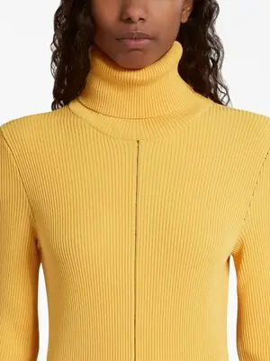 Marni Roll-neck Ribbed Knit Midi Dress - Yellow