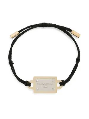 Dolce & Gabbana Logo-plaque Cord Bracelet - Gold