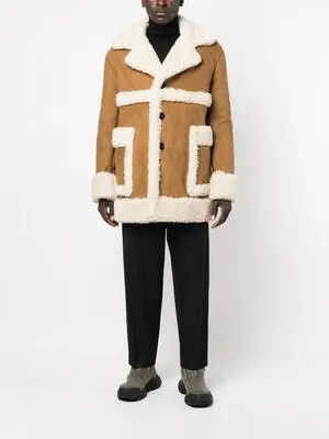 Sacai Faux-shearling Single-breasted Coat