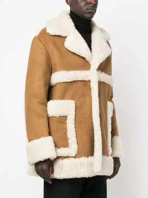 Sacai Faux-shearling Single-breasted Coat