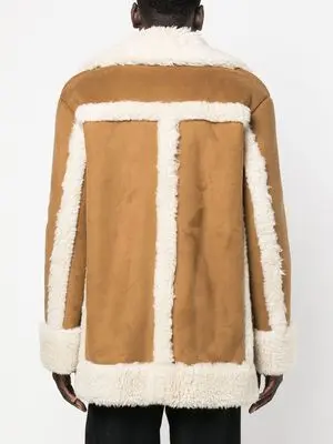 Sacai Faux-shearling Single-breasted Coat