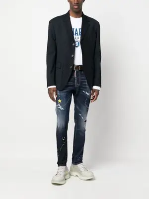 Dsquared2 Illustrated Distressed Skinny Jeans