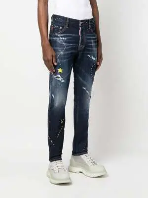 Dsquared2 Illustrated Distressed Skinny Jeans
