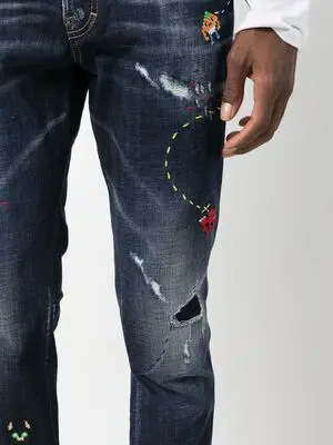 Dsquared2 Illustrated Distressed Skinny Jeans