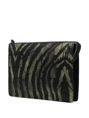 Roberto Cavalli Tiger-print Leather Pouch