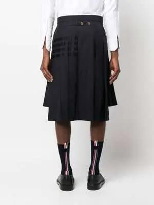 Thom Browne 4-bar Woollen Pleated Skirt