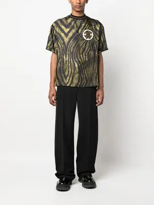 Roberto Cavalli Tiger-print Logo-patch Silk T-shirt