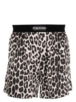 TOM FORD Leopard-print Silk Boxer - Black