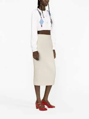 Alessandra Rich Wool Bouclé Midi Pencil Skirt - Neutrals