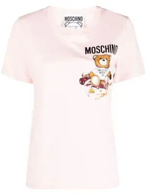 Moschino Teddy Bear-motif Cotton T-shirt - Pink