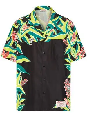Valentino Garavani Volcano-print Bowling Shirt - Black