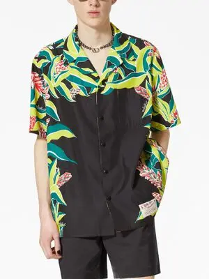 Valentino Garavani Volcano-print Bowling Shirt - Black