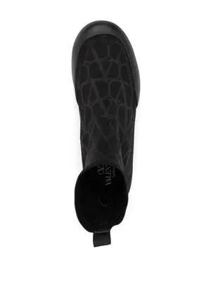 Valentino Garavani Toile Iconographe Sock Boots - Black