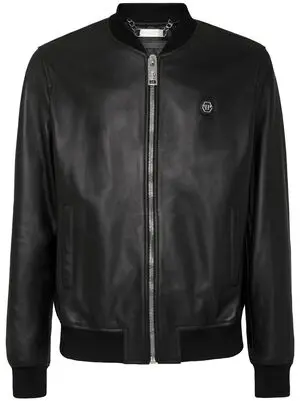 Philipp Plein Billy Leather Bomber Jacket