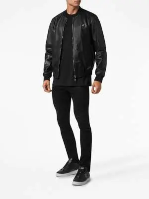 Philipp Plein Billy Leather Bomber Jacket