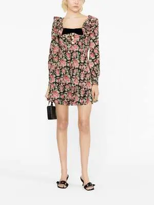 Alessandra Rich Rose-print Silk Minidress