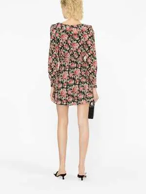 Alessandra Rich Rose-print Silk Minidress