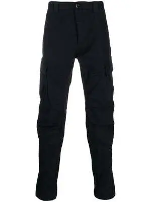 C.P. COMPANY Logo-plaque Tapered-leg Trousers - Blue