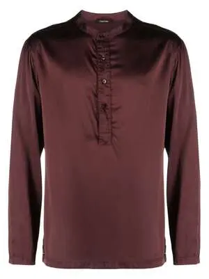 TOM FORD Henley Silk Pyjama Top - Brown