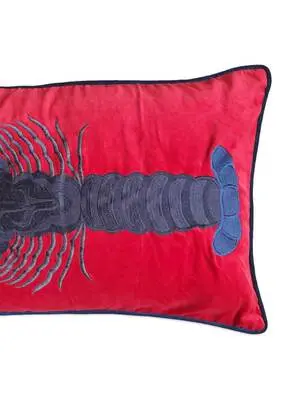 LES-OTTOMANS Lobster-embroidered Linen Cushion