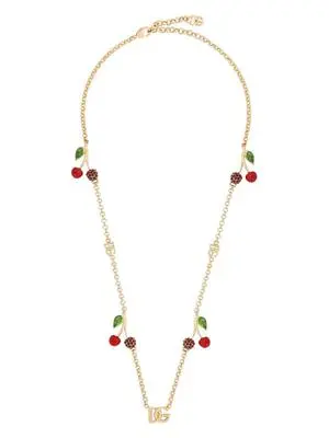 Dolce & Gabbana Dg Logo Crystal-embellished Necklace - Gold