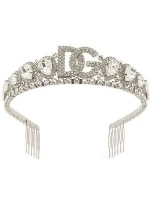 Dolce & Gabbana Crystal-embellished Tiara Headband - Silver