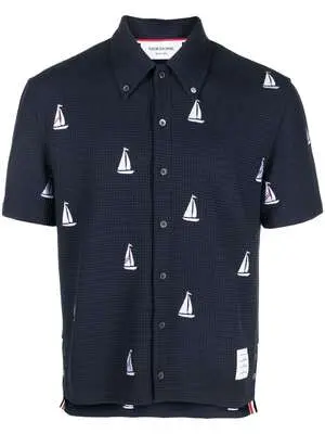 Thom Browne Textured Short-sleeve Polo Shirt