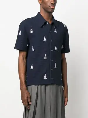 Thom Browne Textured Short-sleeve Polo Shirt